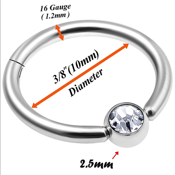 Jewelry | 2 Pcs New Captive Bead Ring With An Inset Crystal | Poshmark